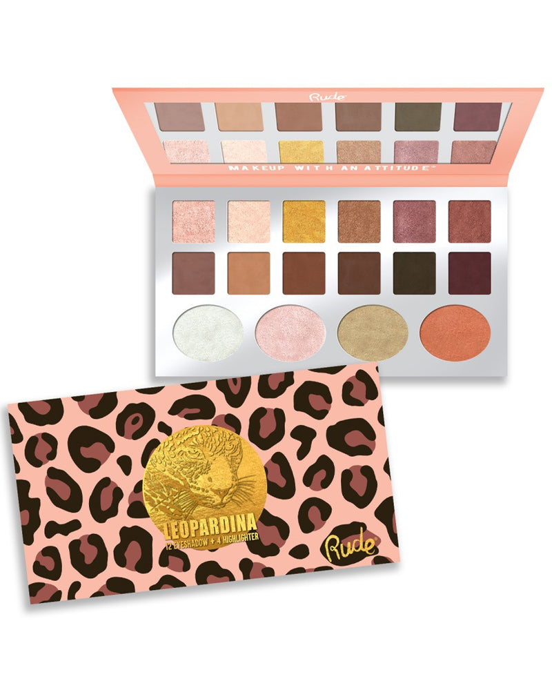 Rude Leopardina 12 Eyeshadow + 4 Highlighter – Degjin Beauty